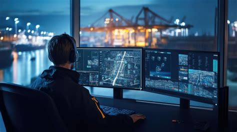 Hightech Port Operations Control Center With Realtime Monitoring Premium Ai Generated Image