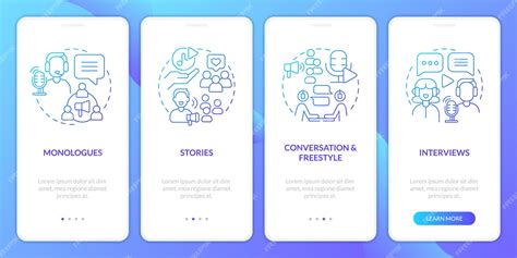 Premium Vector Online Show Types Blue Gradient Onboarding Mobile App Screen