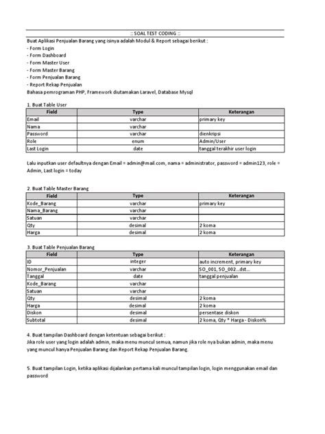 Test Coding Aplikasi Penjualan Barang Pdf