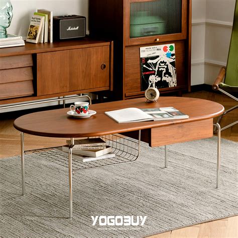 요고바이 고급 거실 원목 테이블 미드센추리 모던 티테이블 스테인리스 위시버킷