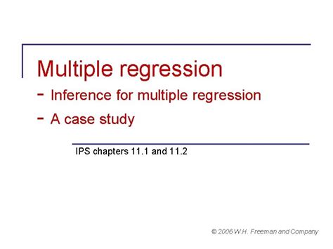 Multiple Regression Inference For Multiple Regression A Case