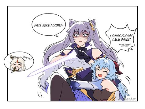 Pin By Lumine Impact On 💙🐉ganyu X Keqing💜🐲 Funny Anime Pics Yuri