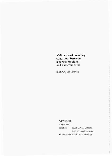 Pdf Validation Of Boundary Conditions Between A Porous Medium And A Dokumentips