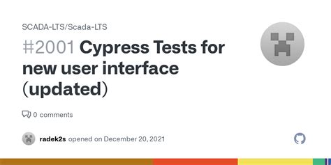 Cypress Tests For New User Interface Updated · Issue 2001 · Scada