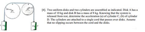 solved [4] two uniform disks and two cylinders are