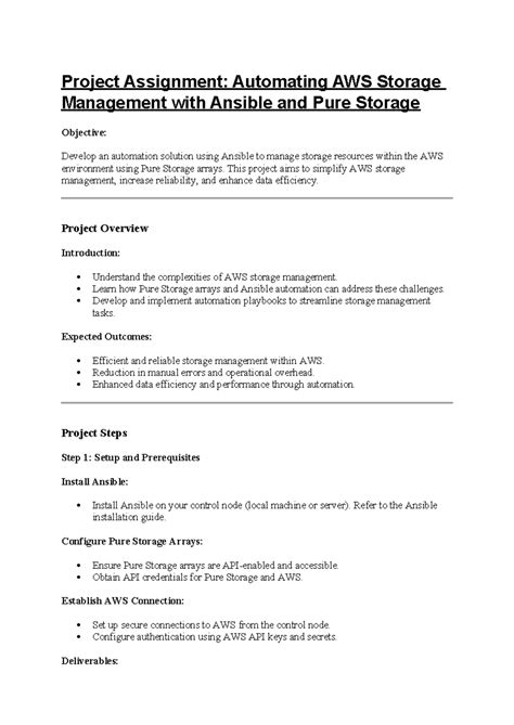 Automating Aws Storage Management With Ansible And Pure Storage Project Assignment Automating