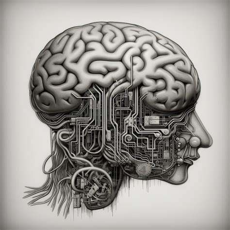 Premium Ai Image A Drawing Of A Human Brain With A Circuit Board And