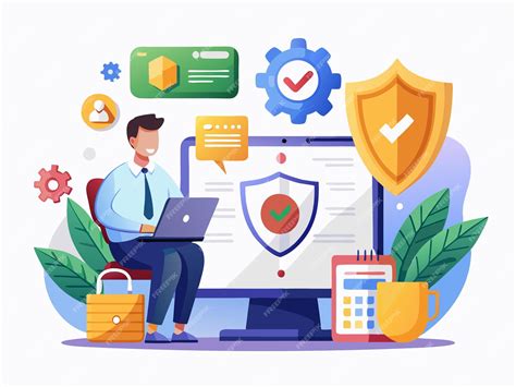 Cybersecurity And Data Protection Vector Art Of Online Security With Shield Icons On White