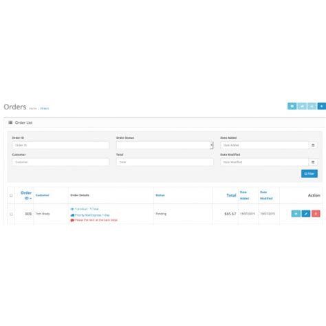 OpenCart Admin Quick View Details For Order List