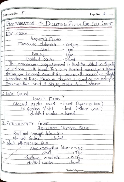 Preparation Of Diluting Fluid For Cell Count Experiment No Preparstion Oe Diluting Lods