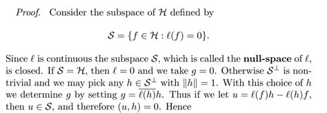 Hilbert Spaces Proof Of Rieszs Representation Theorem In Steins
