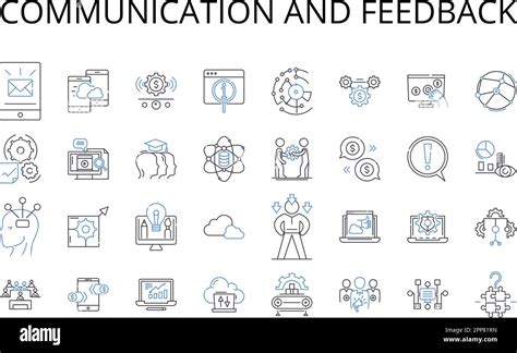 Communication And Feedback Line Icons Collection Dialog Discussion