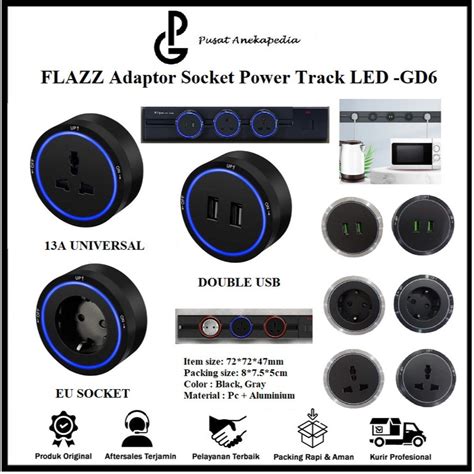 Jual Flazz Adaptor Socket Power Track Led 13a Double Usb Eu Soket Gd6 Pc Shopee Indonesia