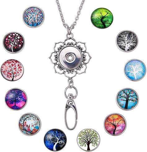 1 Box 12pcs Women Office Lanyard Id Badges Holder Necklace Fancy Tree