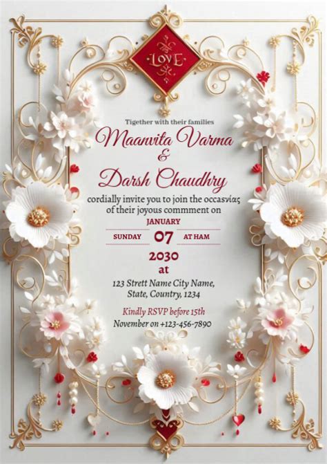 Weeding Invitation Card Flyer Template Postermywall