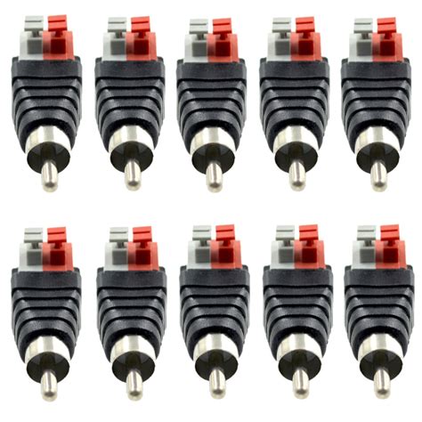 10 Pcspack Speaker Wire Cable To Audio Male Rca Connector Adapter Jack