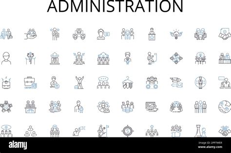 Administration Line Icons Collection Argue Controversy Persuade