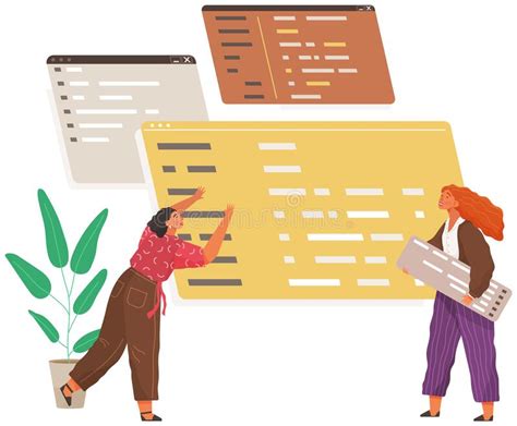 programmer engineering and coding set of programmers working on web