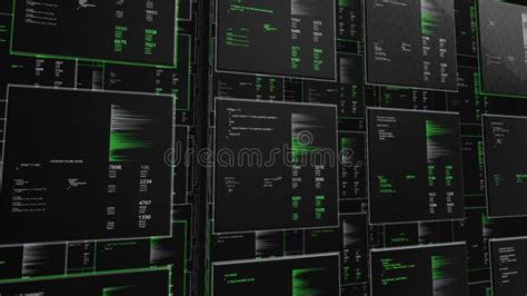 Futuristic Hi Tech User Interface Multi Display With Digital Code And Data Motion Graphics