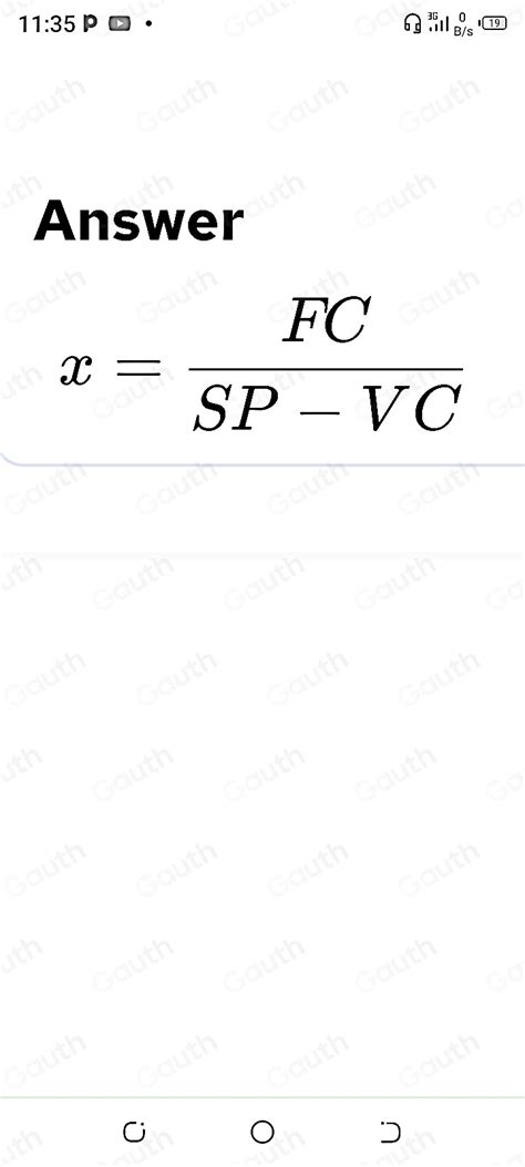 Solved Efmac8 12025 Given The Following Notations Write A Formula For X The Break Even