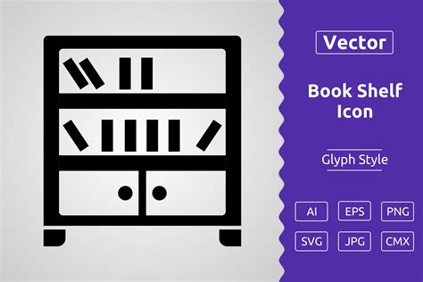 Vector Book Shelf Glyph Icon Graphic By Muhammad Atiq Creative Fabrica