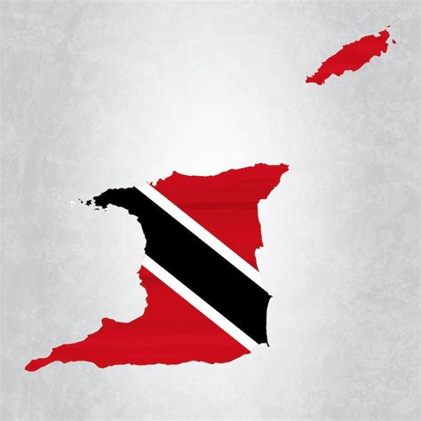 Trinidad And Tobago Map With Flag Premium Vector