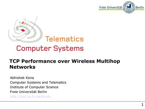 TCP Performance Analysis Wireless Multihop Networks PPT