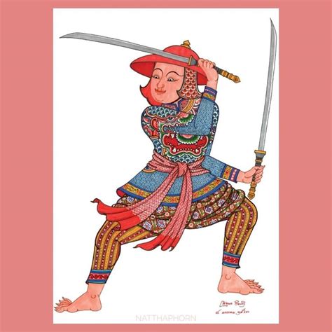 Siamese Warrior Thai Line Art Thailand 🇹🇭 ศิลปะไทย ประวัติศาสตร์