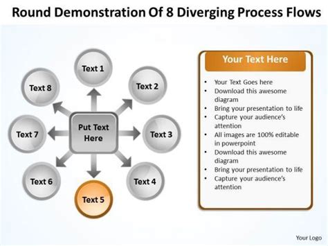 Round Demonstration Of 8 Diverging Process Flows Circular Arrow Diagram PowerPoint Templates