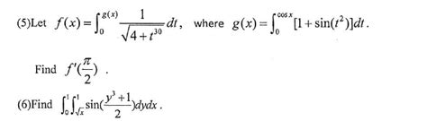 Solved Let F X Integral G X 0 1 Squareroot 4 T 30