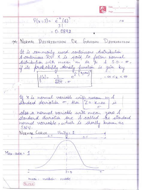 Normal Distribution Notes Pdf