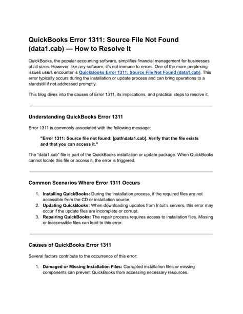 Ppt Quickbooks Error 1311 Source File Not Found Data1 Powerpoint