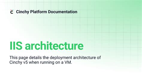IIS Architecture Cinchy Platform Documentation