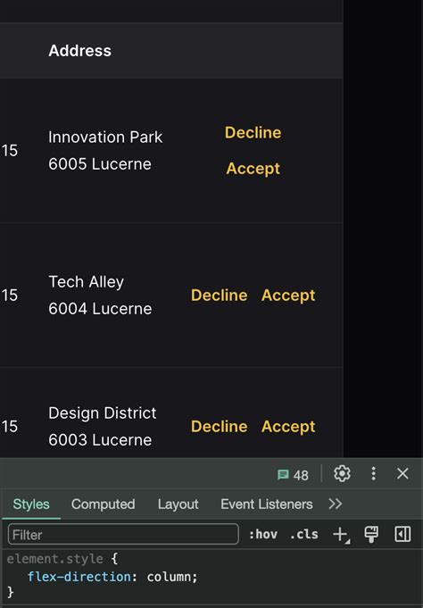 How To Stack Table Row Actions Show As Flex Direction Column Instead