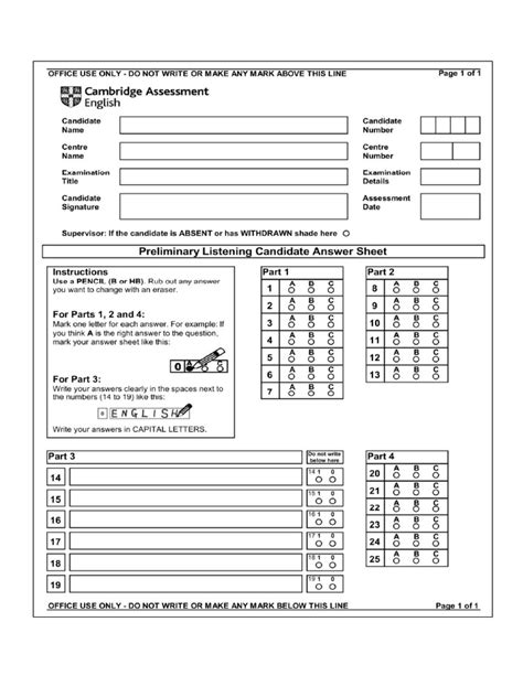 Answersheet Listening Pdf