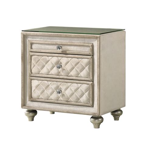 Lucienne Upholstered Nightstand Acme Furniture Furniture Cart