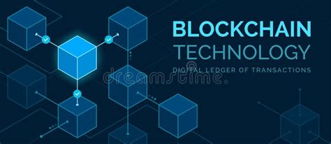 Blockchain Technology Banner With Block Validation Stock Vector