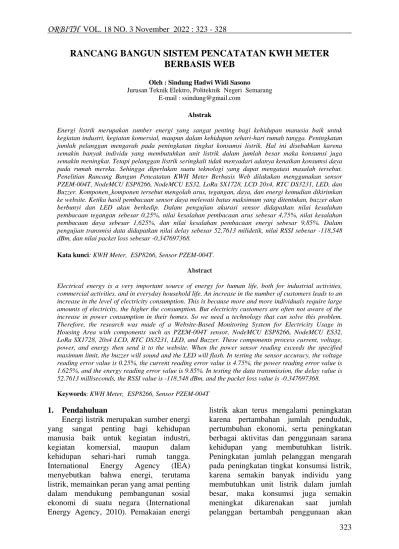 Rancang Bangun Sistem Pencatatan Kwh Meter Berbasis Web