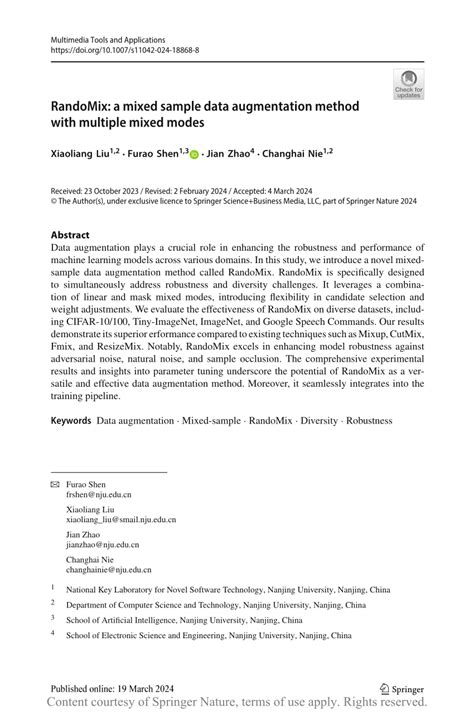 Randomix A Mixed Sample Data Augmentation Method With Multiple Mixed Modes Request Pdf
