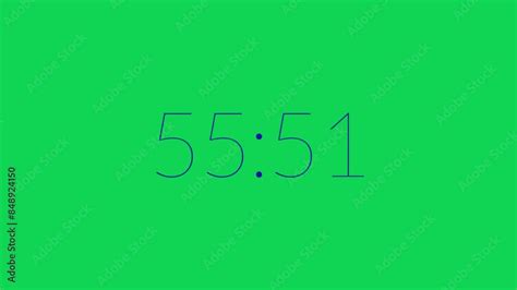 4 Digits 60 Seconds 1 Minute Thin Font Minimal Countdown Timer Navy On Green Screen Simple