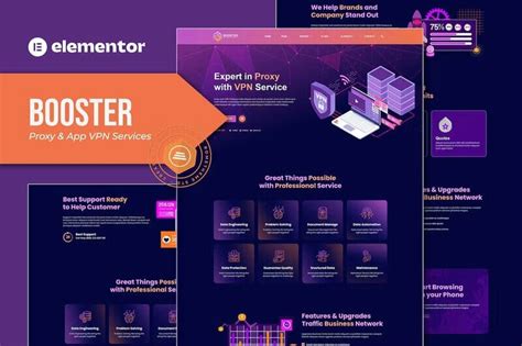 booster proxy and app vpn service elementor template kit
