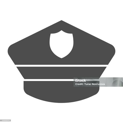 경찰관 모자 단단한 아이콘입니다 경찰관 도시 모자 법학 디자인 개념 흰색 배경에 문양 스타일 픽토그램 웹 및 응용 프로그램에 사용 Eps 10 벡터에 대한 스톡 벡터 아트