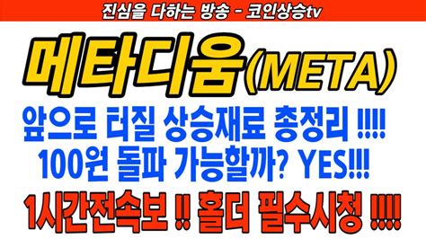 메타디움 메타디움코인 Meta 복분자 하드포크 코인전망 비트코인 이더리움 도지코인 Youtube