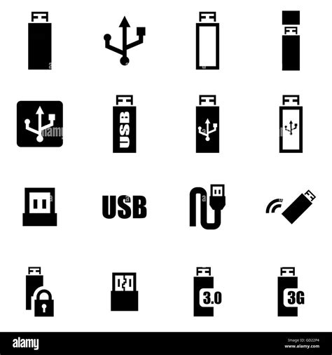 Vector Black Usb Icon Set Stock Vector Image And Art Alamy