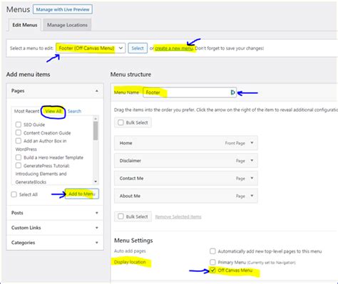adding a website navigation bar menu wp website wiki