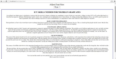 Adjust Font Size Using JQuery In HTML SourceCodester