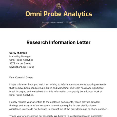 Free Research Information Letter Template To Edit Online