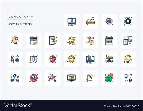 25 User Experience Line Filled Style Icon Pack Vector Image