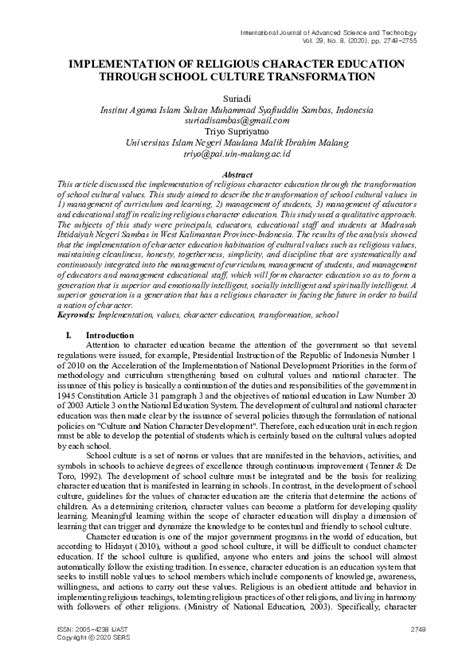 Pdf Implementation Of Religious Character Education Through School