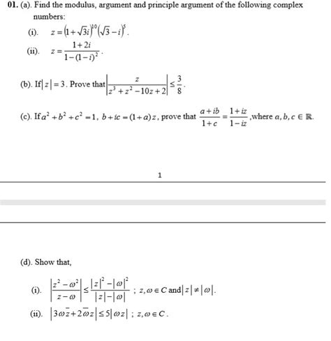 Solved A Find The Modulus Argument And Principle Chegg
